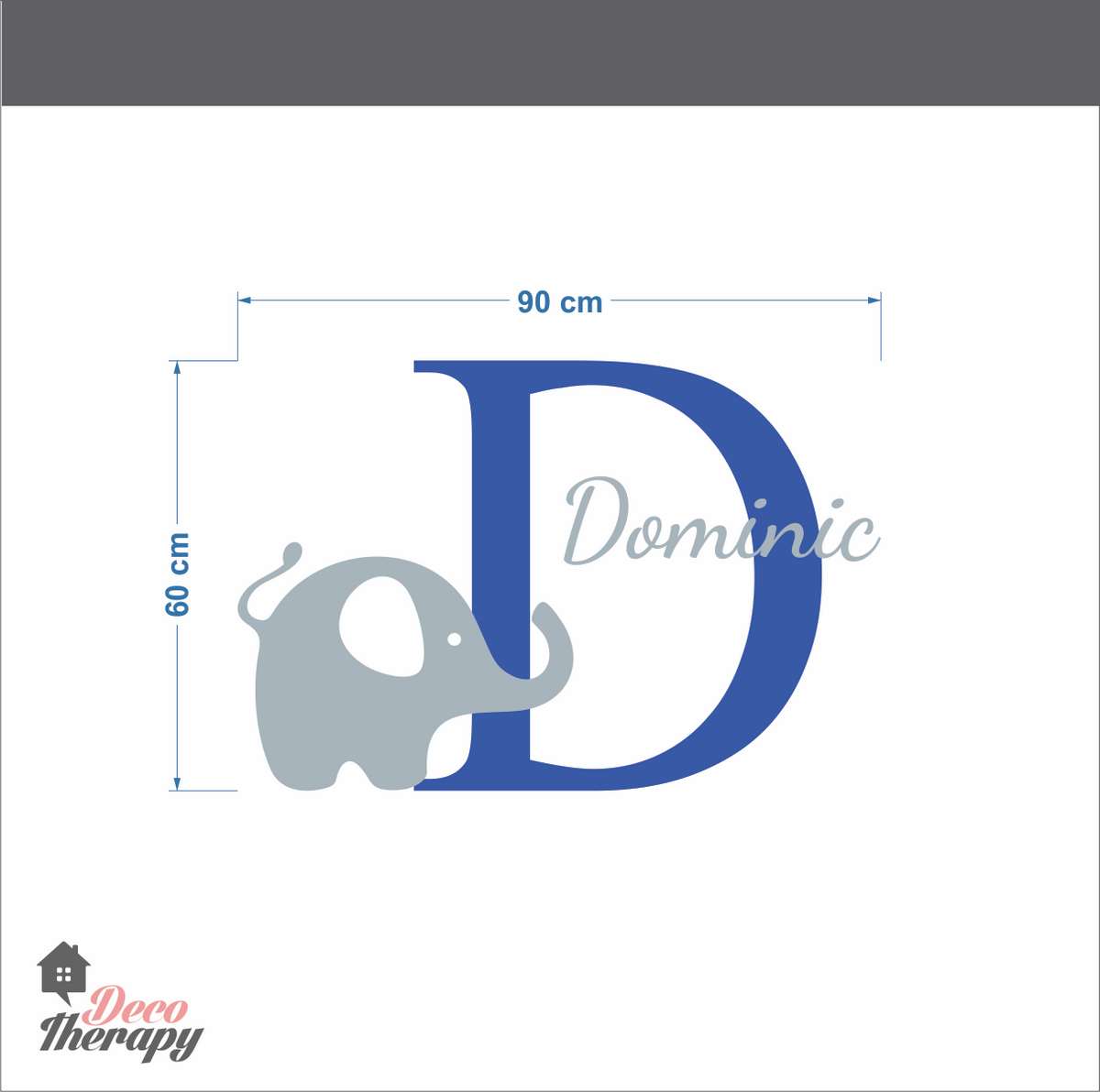 Customized Name Dominic & Letter With Elephant Design Wall Sticker ...